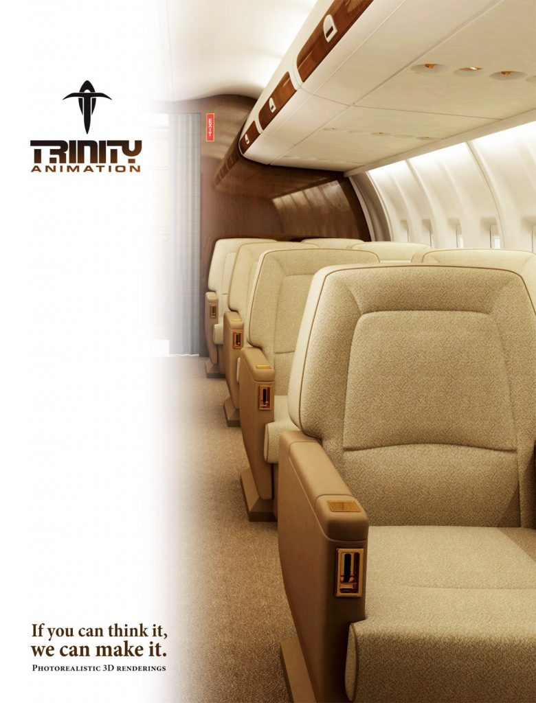 Aircraft Interior 3D Model | Plane Interior 3D Model Rendering
